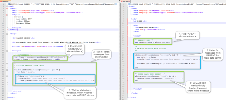 Iframe and parent window postMessage communication – Dev Bay – front ...